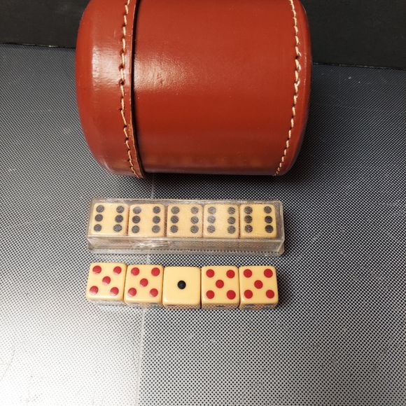 Games | Bakelite Dice Sets With Leather Cup For Liars Dice Vintage Htf ...